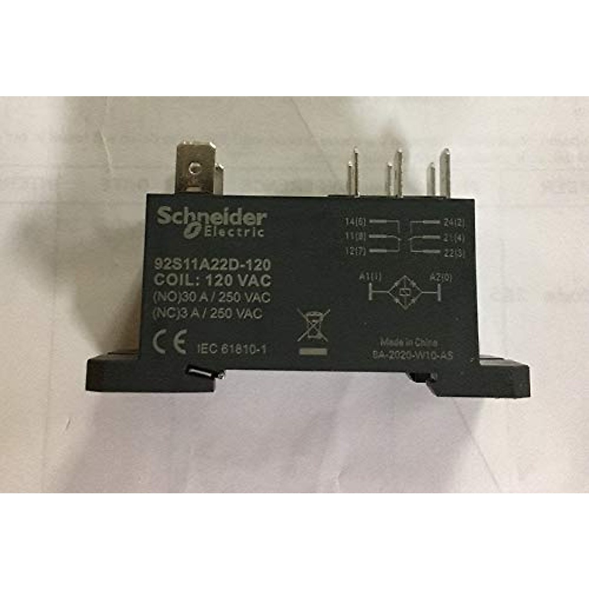 Schneider Electric/Legacy Relay 92S11A22D-120 Power Relay, Dpdt, 120VAC, 30A, Din Rail