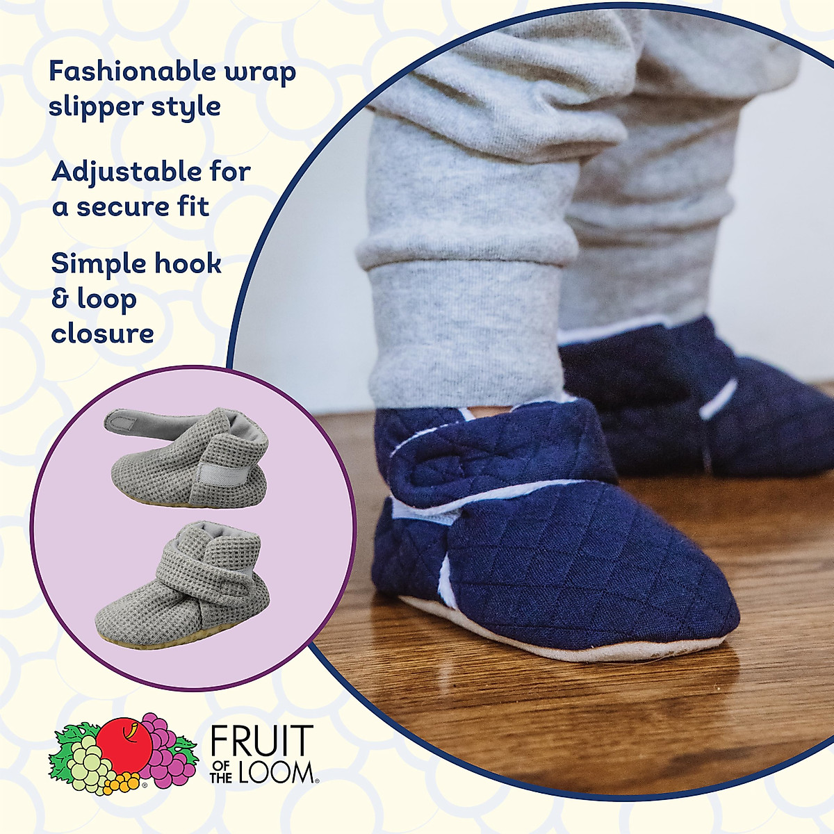 Fruit of the Loom Cozy Thermal Wrap Booties with Non-Skids for Baby Girls, Boys, Unisex - Pink (6-12 Months)