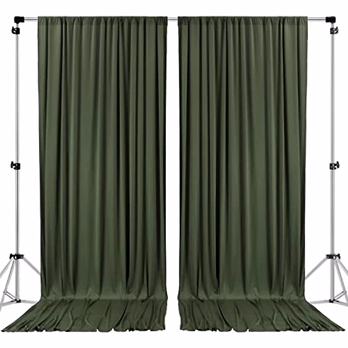 AK TRADING CO. 10 feet x 10 feet Olive Polyester Backdrop Drapes Curtains Panels with Rod Pockets - Wedding Ceremony Party Home Window Decorations
