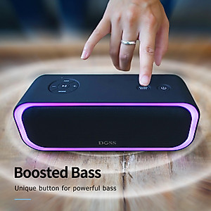 DOSS Bluetooth Speaker, SoundBox Pro Portable Wireless Speaker with 20W Stereo Sound, Active Extra Bass, IPX5 Waterproof, Wireless Stereo Pairing, Multi-Colors Lights, 20 Hrs Playtime -Black