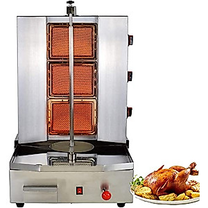 NJTFHU 3 Burners Shawarma Machine Commercial Chicken Shawarma Machine Gyro Grill Rotating Kebab Machine for Commercial Kitchen Use, Silver