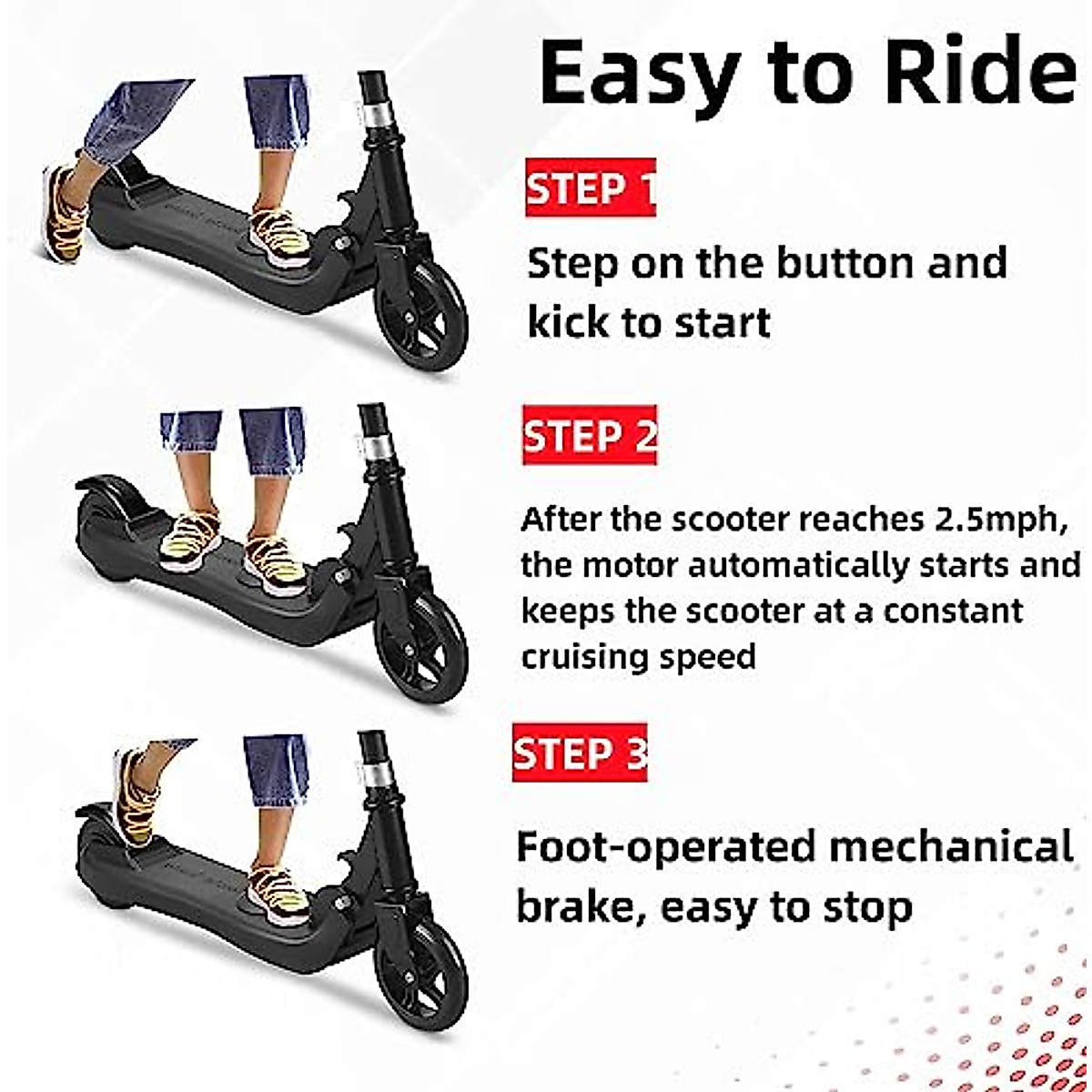 Riding'times Electric Scooter for Kids Ages 4-10, Up to 6.2Mph & 6.2 Miles Range, 5 Inch PU Tire, Ul2272 Certified Approved Kick E Scooter for Boys Girls