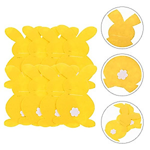 ABOOFAN 8pcs Easter Bunny Cutlery Holder Felt Rabbit Silverware Holder Pocket Tableware Organizers Fork Spoon Flatware Bags Dinner Table Decor Yellow