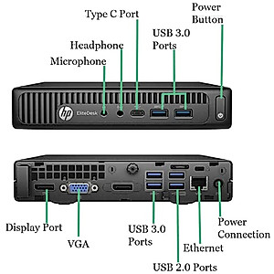 HP 600 G2 Micro Computer Mini Tower Tiny PC (Intel Quad Core i3-6100T, 16GB Ram, 128GB SSD, WIFI, VGA, USB 3.0) Win 10 Pro (Renewed)