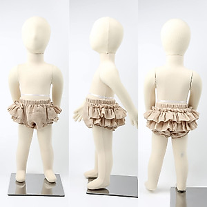 HOOLCHEAN Baby Girls Cotton Gauze Ruffle Bloomer Shorts with Bowknot Headband (Khaki, S: 0-6 Months)