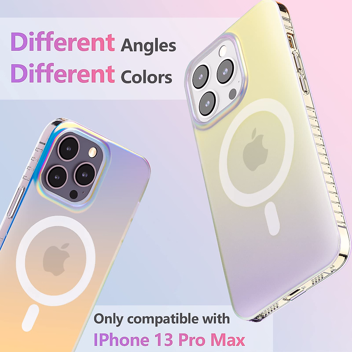 Dosanlues Magnetic Iridescent for iPhone 13 Pro Max Case for Women Girls, Translucent Compatible with MagSafe Slim Protective Cover 6.7inch