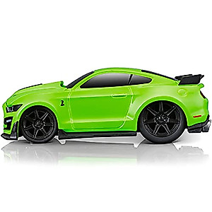 2020 Ford Mustang Shelby GT500 Bright Green with Black Stripes 1/64 Diecast Model Car by Muscle Machines 15550