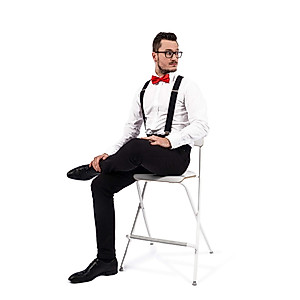 Decalen Mens Suspenders Very Strong Clips Heavy Duty Braces Big and Tall X Style (Black)