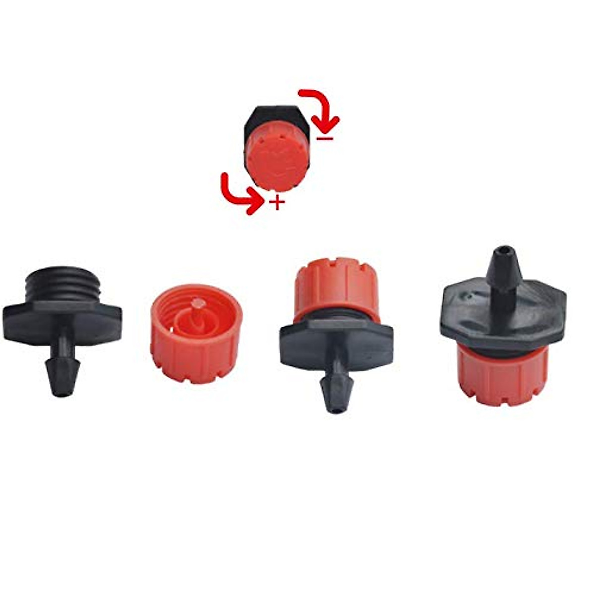 LASSUM 50PCS Adjustable Irrigation Drippers Sprinklers 1/4 Inch Emitters Drip Watering System for Vegetable Gardens, Flower beds, Lawn, Herbs Gardens