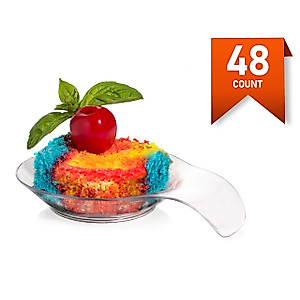 LORESO Comma Appetizer Spoon for Serving Desserts, Cakes, and Hors d'oeuvres plates - 48 Count Clear Plastic Decorative Tasting Spoons, Reusable Clear - 48CT …