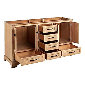 Signature Hardware 953664-60-RUMB-0 Quen 60" Free Standing Double Basin Vanity Set with Cabinet, Vanity Top, and Undermount Sink - No Faucet Holes