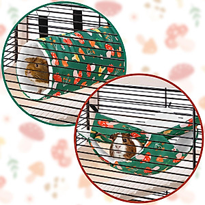 Mushroom Guinea Pig Rat Hammock and Hideout Bed Hamster Ferret Hanging Hammock and Tunnel Tube Soft Cage Accessories for Small Animals Chinchilla Sugar Glider Squirrel Sleep Play Hide In Fungi Design