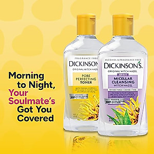 Dickinson's Micellar Cleansing Witch Hazel, An All-in-1 Makeup Remover, Pore Refiner, Skin Cleanser and Toner; Alcohol Free with Aloe, for Sensitive Skin, 16oz