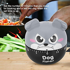 Mechanical Kitchen Timer, Cute Dog Manual Counters, Reminder Tool for Home Cooking, Attractive and Durable(grey)