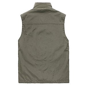 Flygo Mens Summer Outdoor Lightweight Travel Work Fishing Hiking Vest Jacket (XX-Large, 02 Khaki)