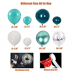 Oopat Tifanny Blue and Dark Teal Balloon Garland Arch Kit for Woodland Baby Shower Bridal Shower Birthday Wedding Balloon Wall Party Backdrop Decoration(Dark Teal)