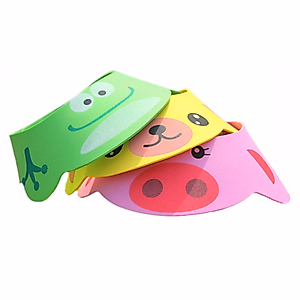 3PCS Baby Shower Bathing Cap Cartoon Frog Pig Bear Shampoo Hat Protection Bathing Visor Cap with Four Gear Adjustments By Rely2016