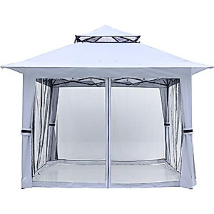 MASTERCANOPY Patio Gazebo Outdoor Pop Up Gazebo with Mesh Walls (13x13 White)