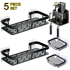 Craftsboys Shower Caddy, 5 Pack, Adhesive Bathroom Storage Organizer, Large Capacity, Rustproof Stainless Steel