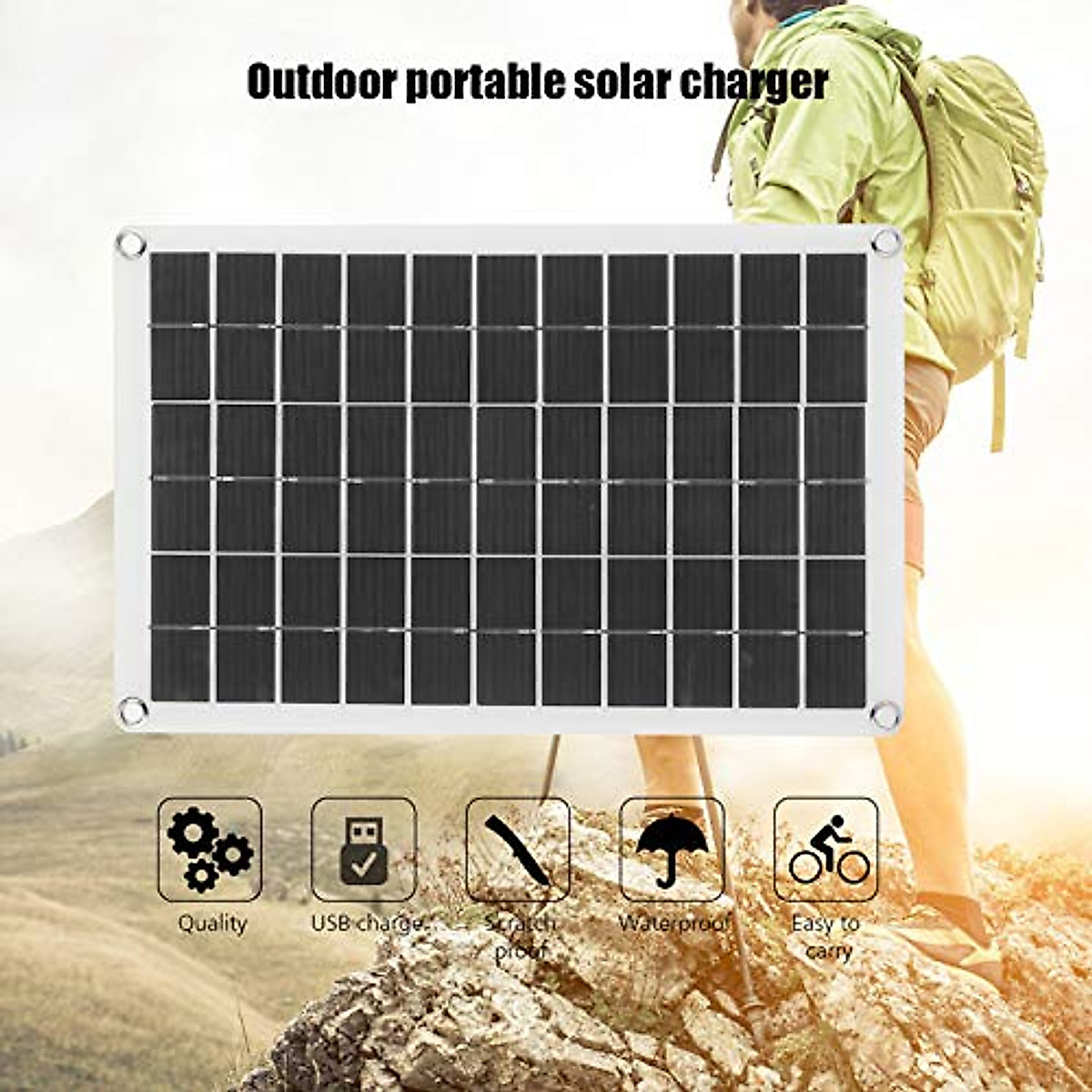 Solar Panel 100W C Output,Portable Solar Cell Panel 100W Monocrystalline 12/24V USB Output, Lightweight Portable Solar Panel for Car Trailers Yacht