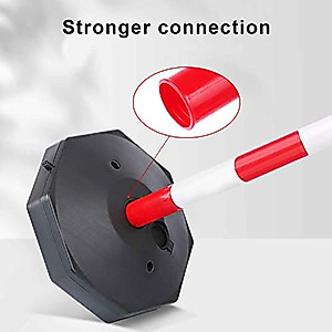 [2 Pack] Traffic Delineator Post Cones with Fillable Base, Portable Parking Pole Barrier with 8ft Chain, Traffic Safety Delineator for Parking Lot, Construction Lot (Red & White)