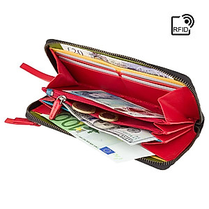 VISCONTI Happy Rainbow Collection Von Leather Zip Around Purse RFID HR82 (Black)