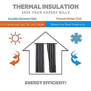 RYB HOME Soundproof Curtains 84 inches - 3 Layers Blackout Curtains Noise Cancelling Thermal Insulted Drapes for Door Window Living Room Room Divider Curtains, W 52 x L 84 inch, Gray, 1 Pair