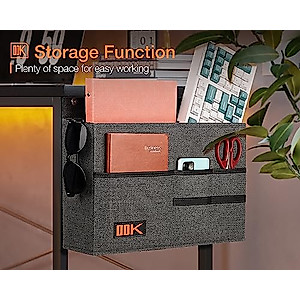 ODK L Shaped Desk with Storage Bag - 50 Inch Home Office Desk with Host Stand, Black Reversible Computer Corner Desk for Bedroom Studio, Modern PC Gaming Desk for Study Writing