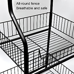 POCHY Multipurpose Kitchen Storage Wagon Rolling Grocery Cart with Metal Mesh Drawers，Wooden Countertop Pulley Storage Trolley Home Office Shelves Black