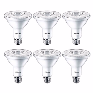 Philips 529719 Par30 (6 Pack) 10W = 75W Long Neck Dimmable Indoor Outdoor 3000K 850 Lumens 25 Degree Beam 75 Watt