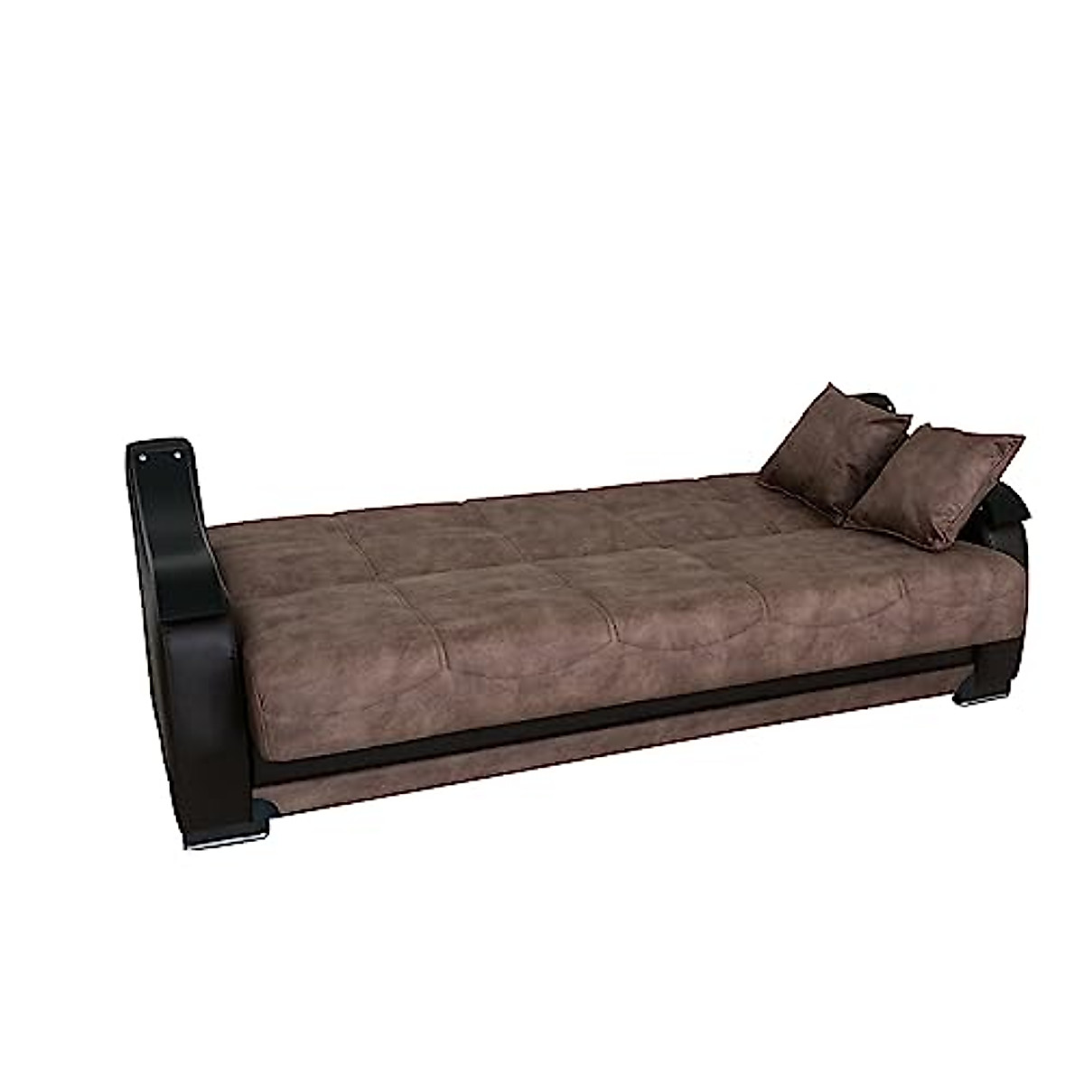 Go Green Woods Zambak Leather and Fabric Sleeper Sofa and Upholstered Accents in Brown Solid Wood Frame for Heavy Use