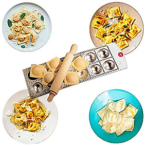 Ravioli Maker & Ravioli molds Tool-12 Hole Round Mold Italian Pasta Italian Tray Kit With Rolling Pin (Round shape)1