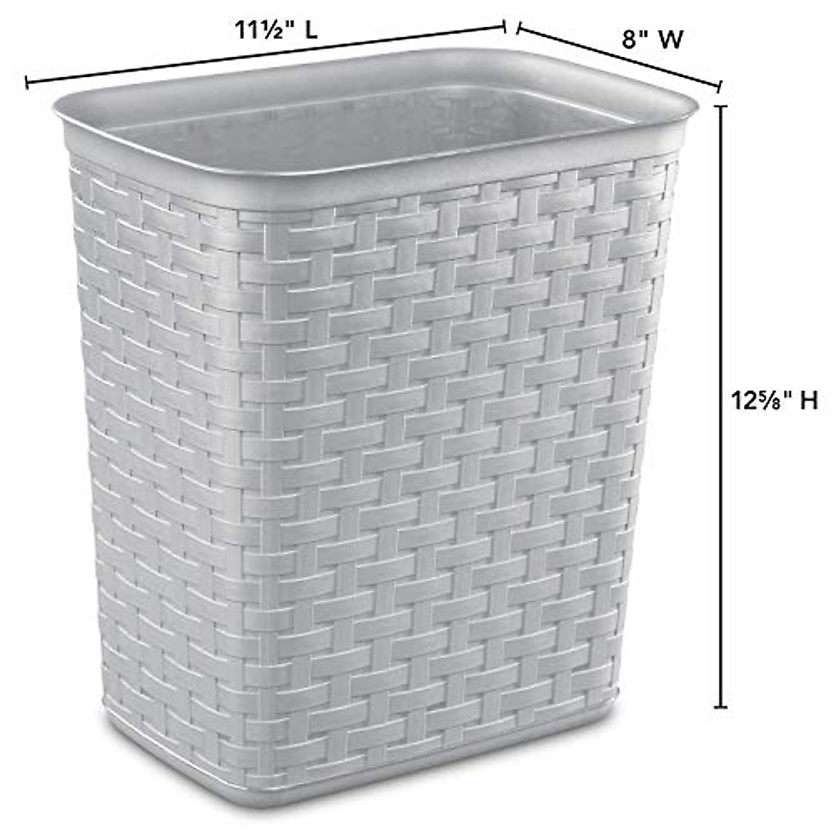 Sterilite 10346A06 3.4 Gallon/13 Liter Weave Wastebasket, Cement, 6-Pack