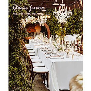 Pesonlook 12 Pack White Tablecloth-60 x 126Inch Rectangle Tablecloth Polyester Table Cloth for 8 Feet Rectangle Tables,Washable Fabric Table Cover for Wedding/Buffet Party/Dining Table/Events