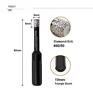 SHDIATOOL Diamond Core Drill Bits 1/4-IN for Drilling Hole Saw Porcelain Tile Marble Ceramic Granite Bricks 6mm(10-Pack)