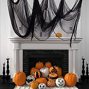 Mauts 315"x39" Halloween Creepy Cloth Halloween Decorations DIY Halloween Fake Spider Cobweb with Spooky Fabric (Black)