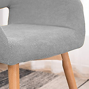 Aaron Living Set of 1 Dining Room Chair Fabric Modern Dining Chairs Living Room Chairs with Solid Wood Leg (Gray, Set of 1)