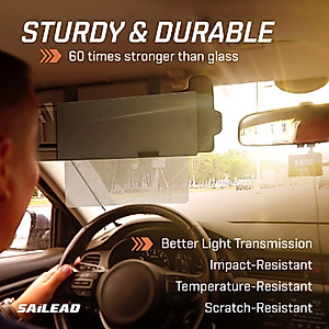 SAILEAD Polarized Car Sun Visor Extender - Universal Visor w/ Polycarbonate Lens - Anti-Glare, Protects from Sun Glare, Snow Blindness & UV Rays