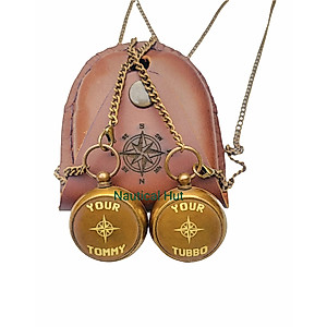 Nautical Hut Your Tommy Your Tubbo Brass Locket Nautical Pocket Compass with Leather Carry