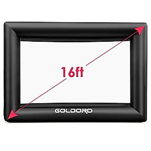 GOLDORO 16ft Inflatable Movie Screen - Projection Screen for Outdoor Parties, Outdoor Projector Screen with Blower and Portable Bag for Backyard Pool