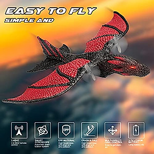 ANTSIR RC Plane for Kids, 2 Channel Remote Control Dragon Airplane with Gyro System, Flying Dino Toy Gift for Beginners Learning to Fly