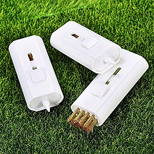 Magguest 4 Pack Retractable Golf Club Brush, Double Side Pocket Golf Club Groove Cleaning Brush with Brass Wire for Golf Club Accessories (White)