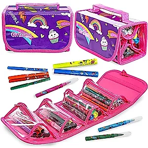 GirlZone Arts and Crafts Fruit Scented Markers and Pencil Case For Girls, Great Gifts For Girls