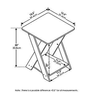 FURINNO Modern Simplistic End Table, 1-Pack Without Tray, Espresso