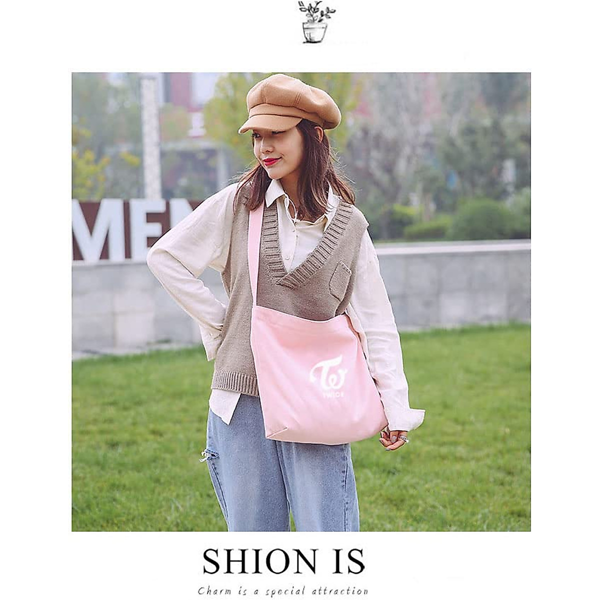 Kpop TWICE Merchandise Canvas Shoulder Bag, Hobo Crossbody Handbag Casual Tote