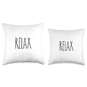 RELAX, Rae Inspired Text Dunn, Peace, Love, Chill Throw Pillow, 16x16, Multicolor