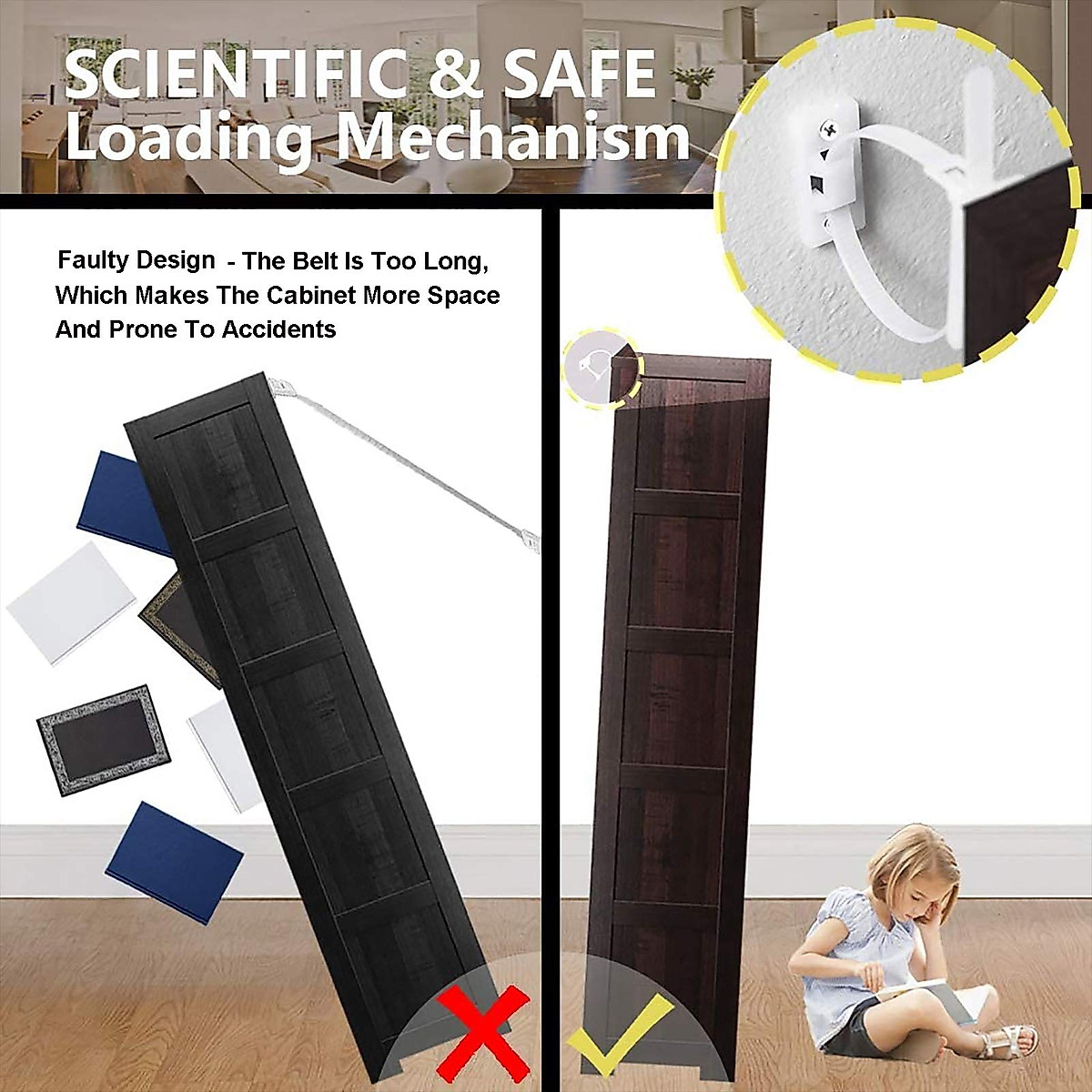 Furniture Anchors Wall Anchors (Pack of 10) with Thickened Bracket, Baby Proofing Anti Tip Furniture Straps Kit, for Dresser Bookcase Shelves and Earthquake Resistant