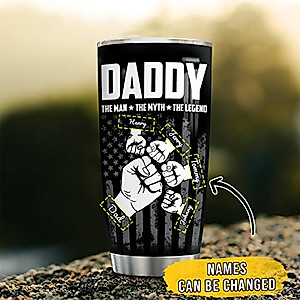 wowcugi Dad Tumbler Personalized Dad Gifts From Daughter Son Man Myth Legend American Flag Tumblers Stainless Steel Coffee Travel Mug 20oz 30oz Birthday Christmas Cup Gift For Men Dads Daddy…