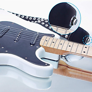 Blulu 12 Pieces Guitar Strap Locks Silicone Strap Locks Rubber Guitar Strap Blocks Guitar Protector (Black)