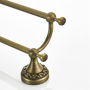 Bath Towel Bar Bathroom Hardware Bathroom Pendant, Brass Material European Bathroom Antique Towel Rack Double-Rod Towel Rail Towel Holder